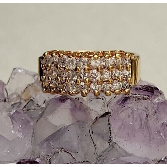 JND | Jewelry | Vtg 4k Hge Sparkling Faux 3 Row Diamond Raised Peak ...